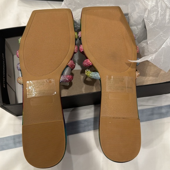 Betsey Johnson | Shoes | Life In Shimmering Technicolor Slide Sandal ...